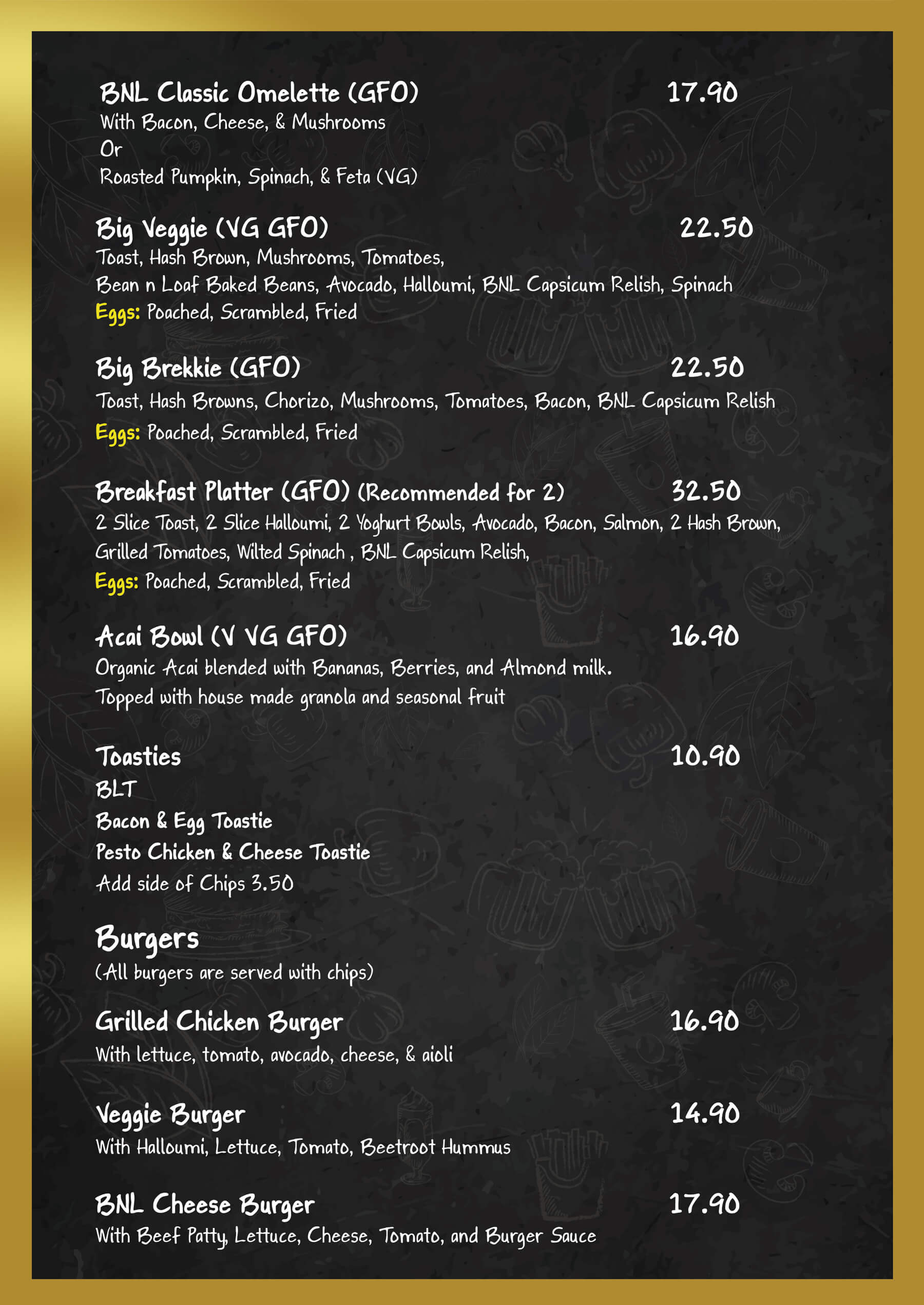 Beyond the Brew - Menu